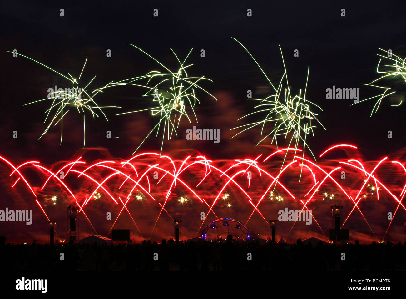 Berlin Fireworks during the Pyromusikale at the closed airport Berlin ...