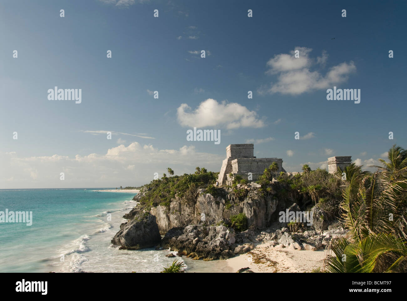 Mexico, Quintana Roo, Tulum, El Castillo (The Castle), center Stock ...