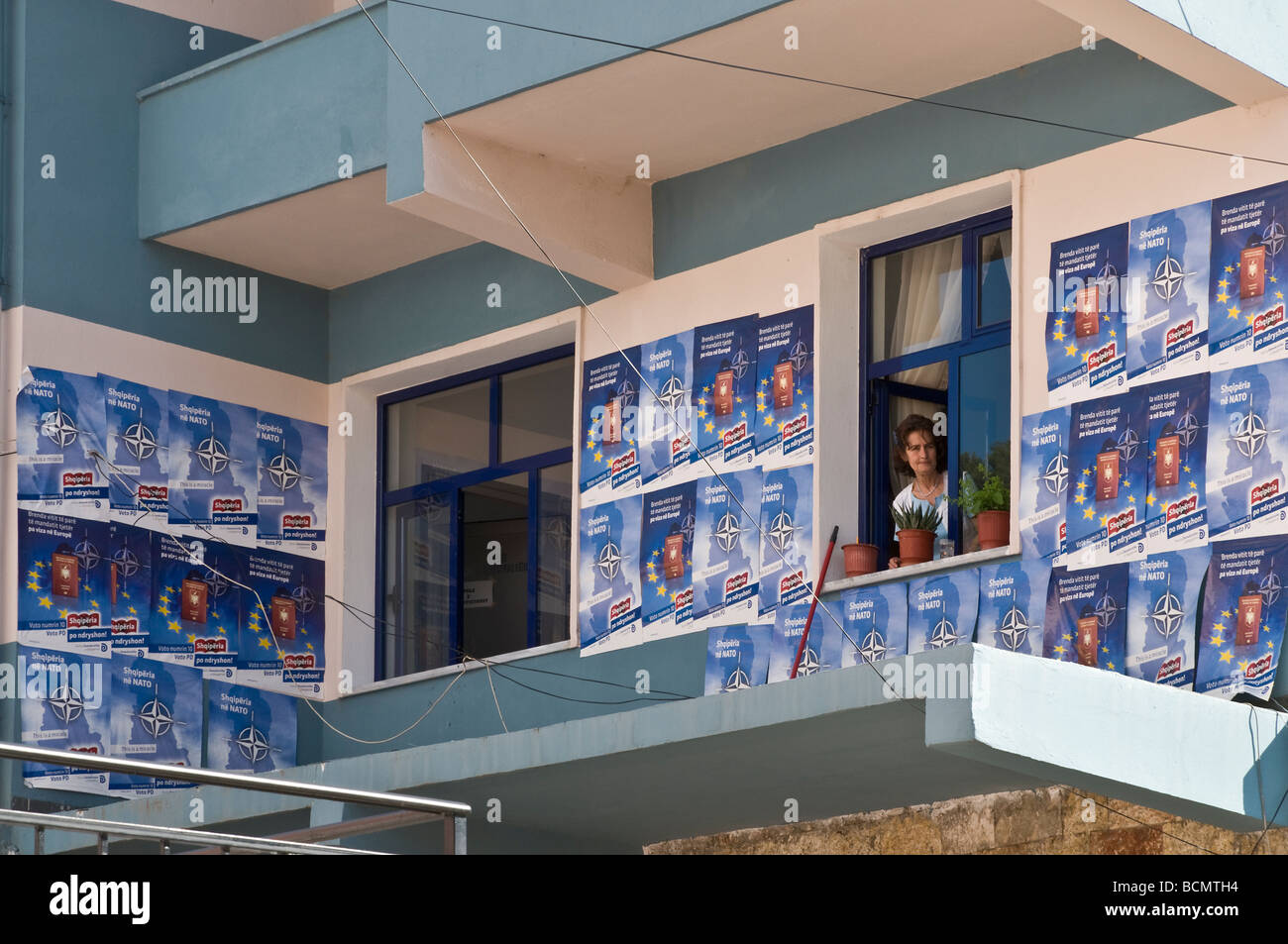 Local government building covered in election posters celebrating ...