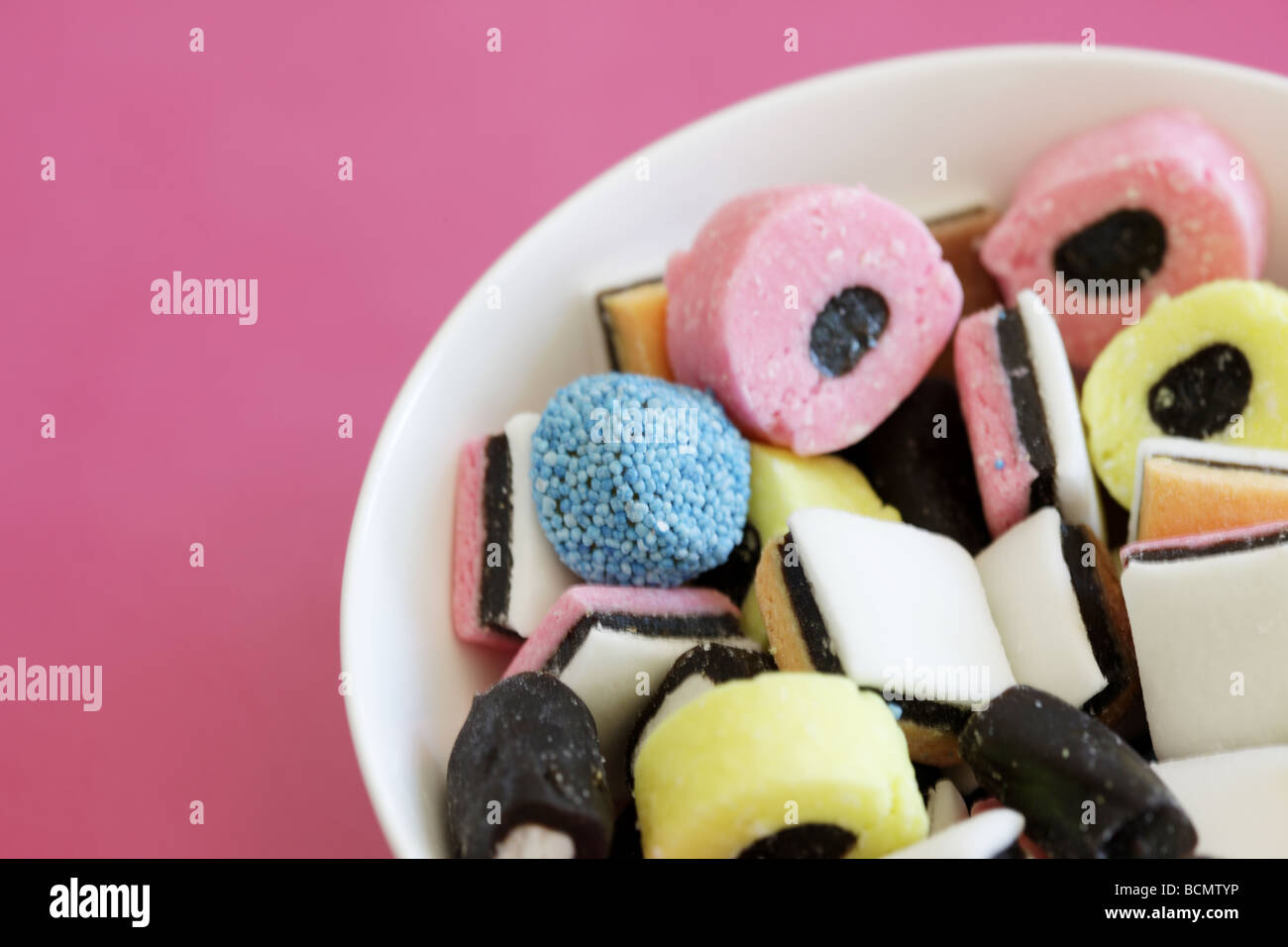 Bowl of Liquorice Allsorts Stock Photo - Alamy