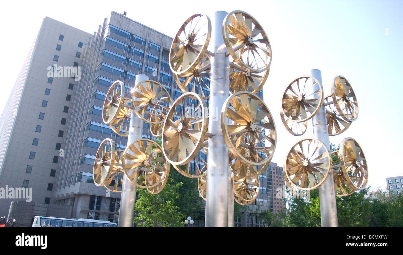 Metal windmills in the Windmill Square, Beijing, China Stock Photo - Alamy