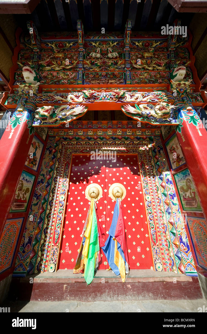 The elaborately decorated gate, Labrang Monastery, Xiahe County, Gannan ...