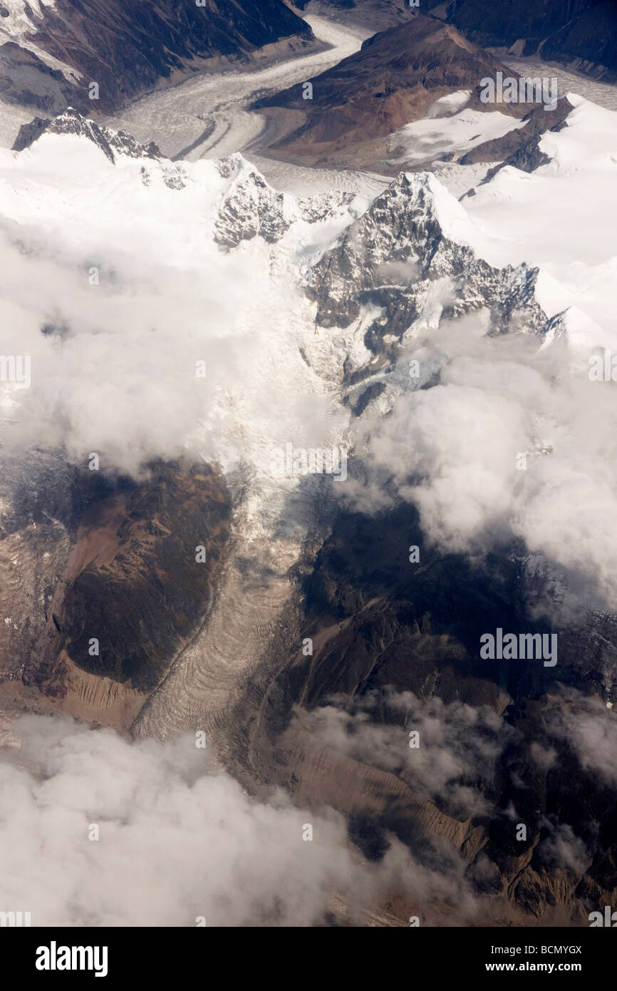 Aerial view of glacier on K2 in Kunlun Mountain, Xingjiang Uyghur ...
