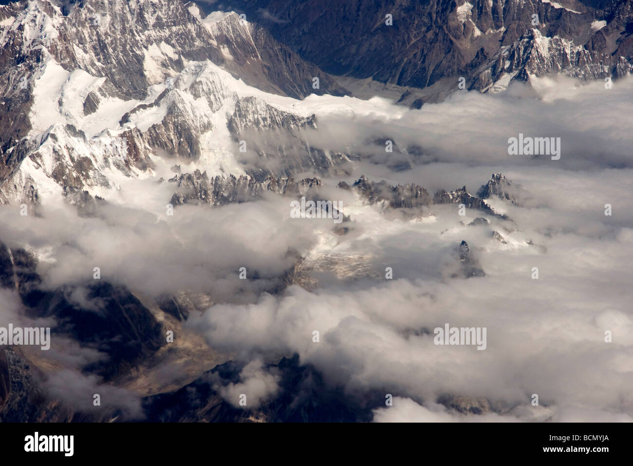 Aerial view of glacier on K2 in Kunlun Mountain, Xingjiang Uyghur ...