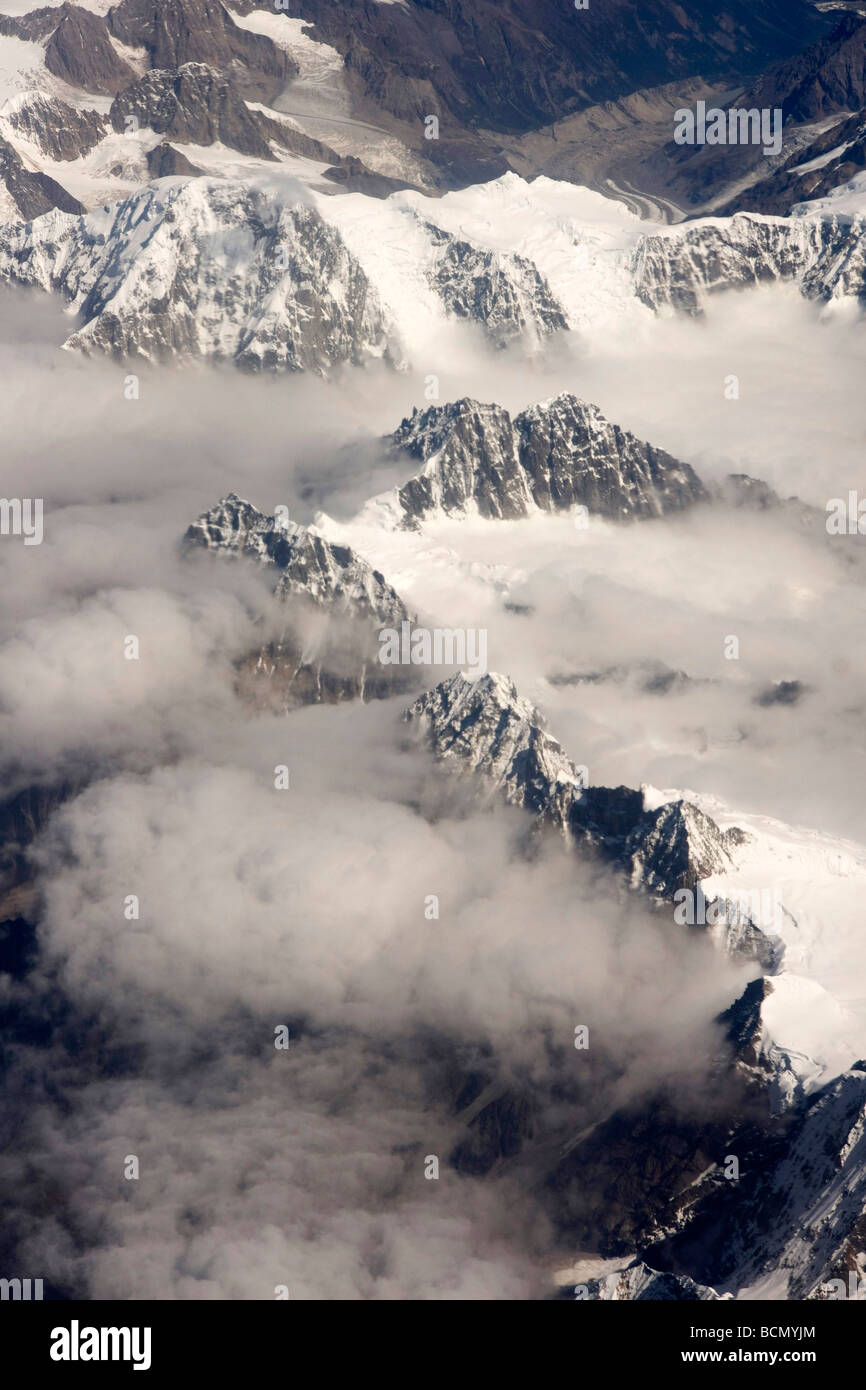 Aerial view of glacier on K2 in Kunlun Mountain, Xingjiang Uyghur ...
