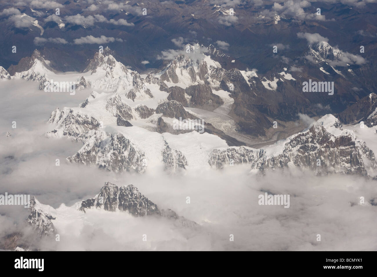Aerial view of glacier on K2 in Kunlun Mountain, Xingjiang Uyghur ...