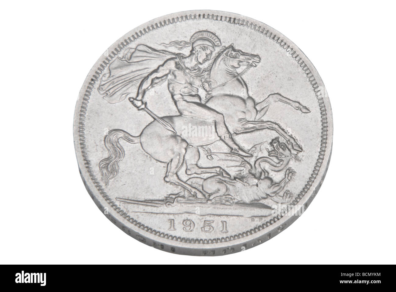 "Tails" side of a crown (coin) commemorating the Festival of Britain in ...