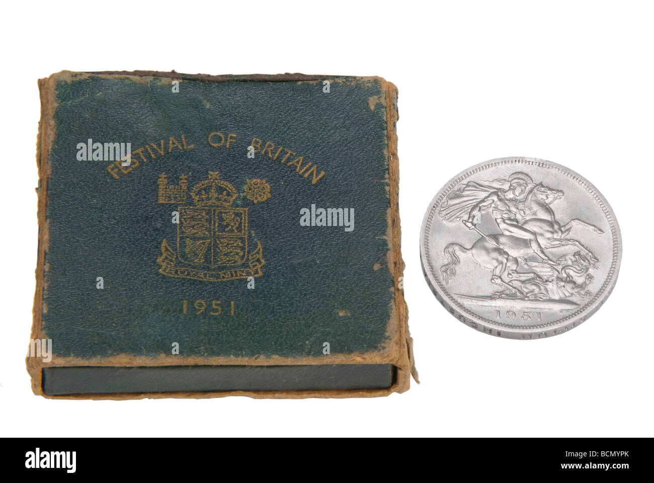 "Tails" side of a crown (coin) commemorating the Festival of Britain in ...