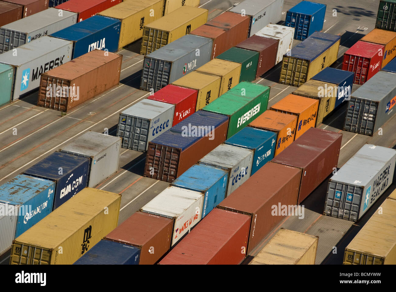 Coloured Containers on the dockside in Copenhagen Stock Photo - Alamy