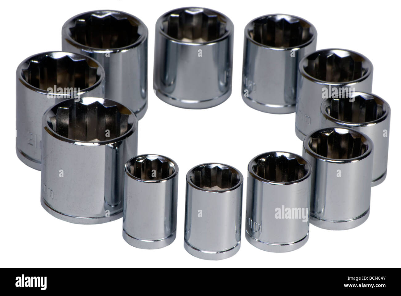 Set of engineer's sockets laid in a circle Stock Photo - Alamy