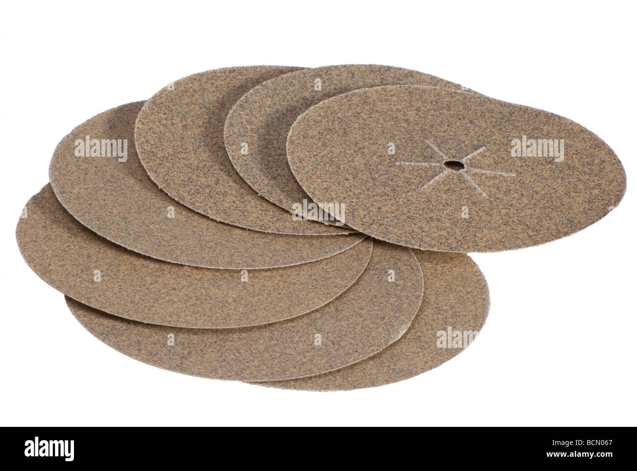 Set of rotary sanding disks laid in a semi-circular pattern Stock Photo ...