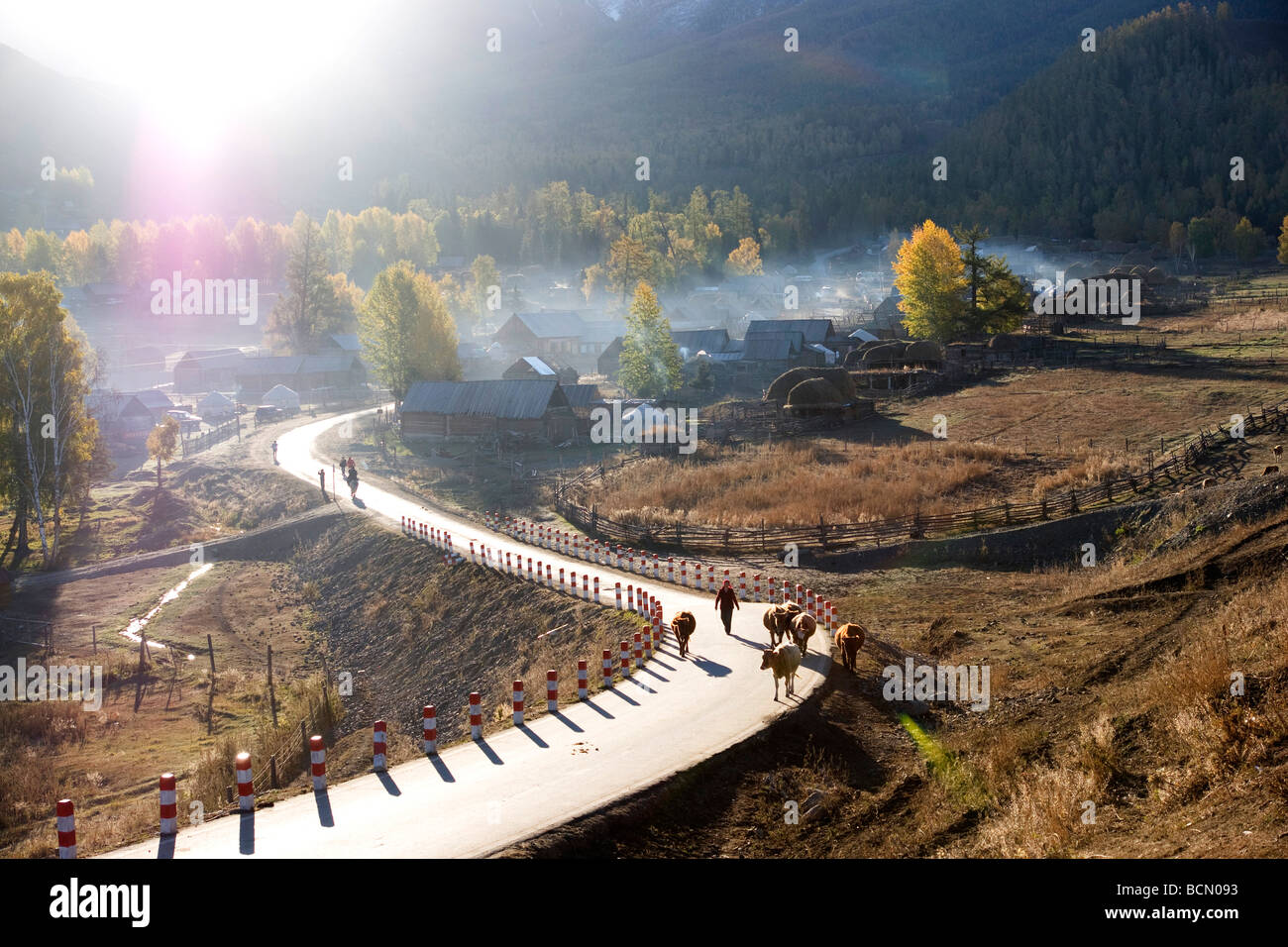 Hemu Village in Altai Mountain, Xinjiang Uyghur Autonomous Region ...