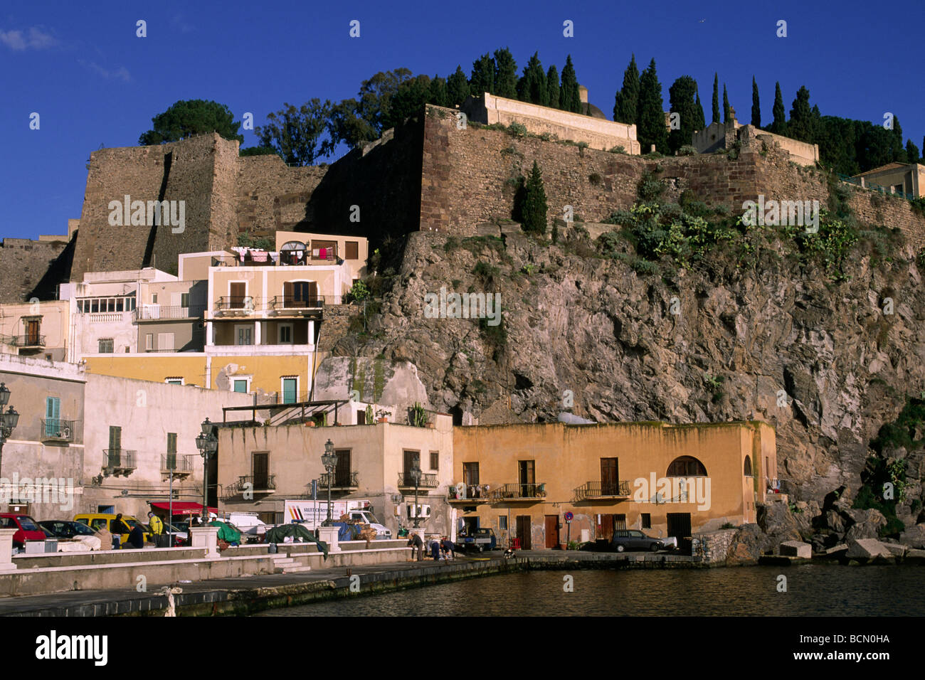 Italy, Sicily, Aeolian Islands, Lipari, castle Stock Photo - Alamy