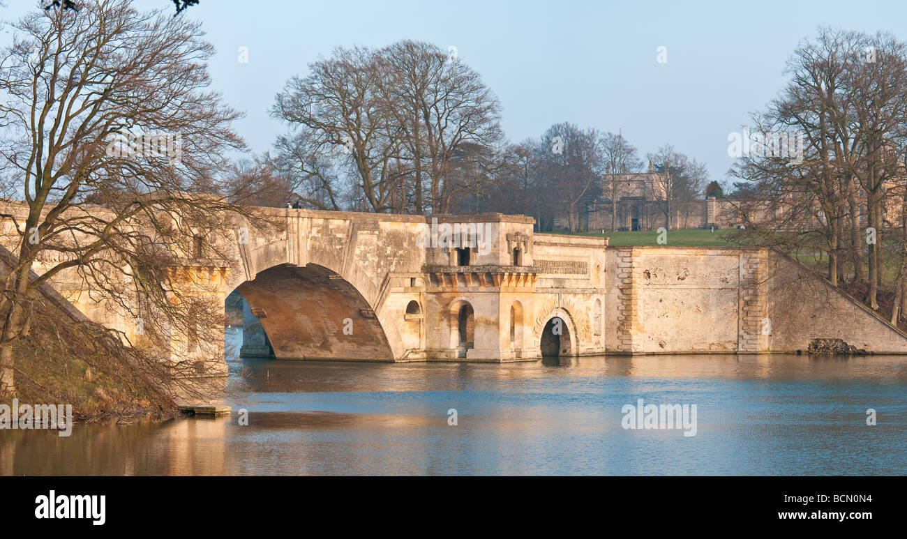 Panoramic view of The Grand Bridge at Blenheim Palace Oxfordshire Stock ...