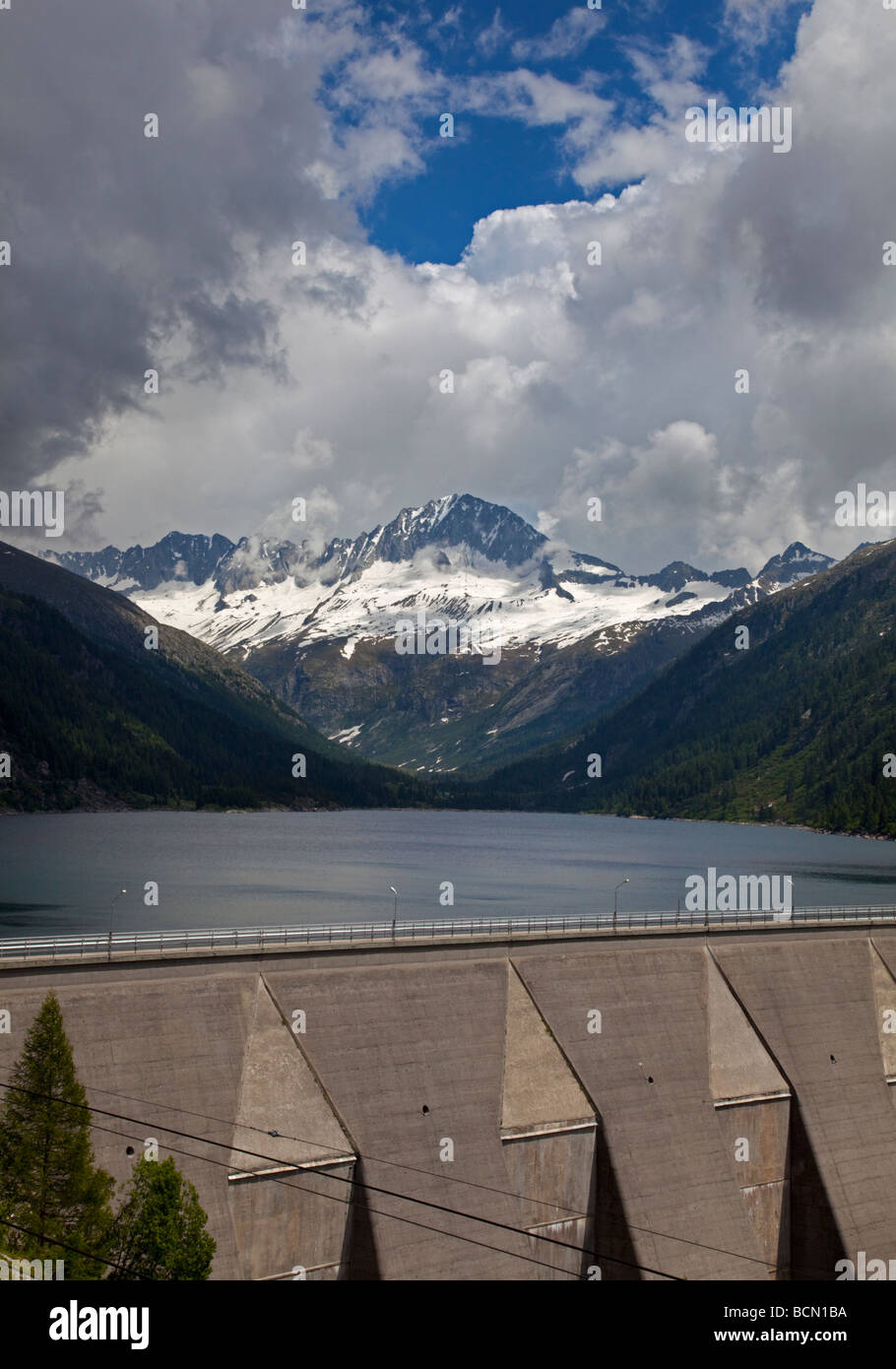 Care Alto, Lake Malga Bissina and Dam, Val di Daone, Alps, Italy Stock ...
