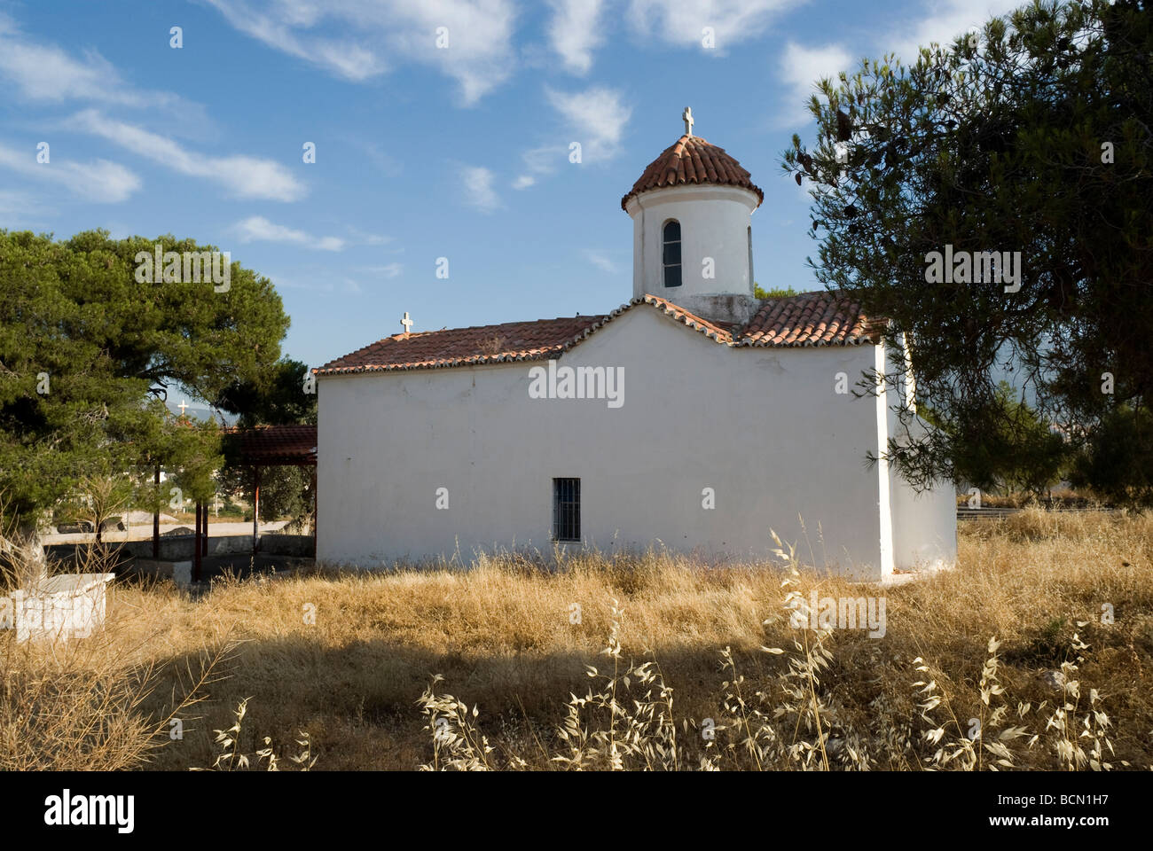 A Greek chapel at Menidi, Greece Stock Photo - Alamy