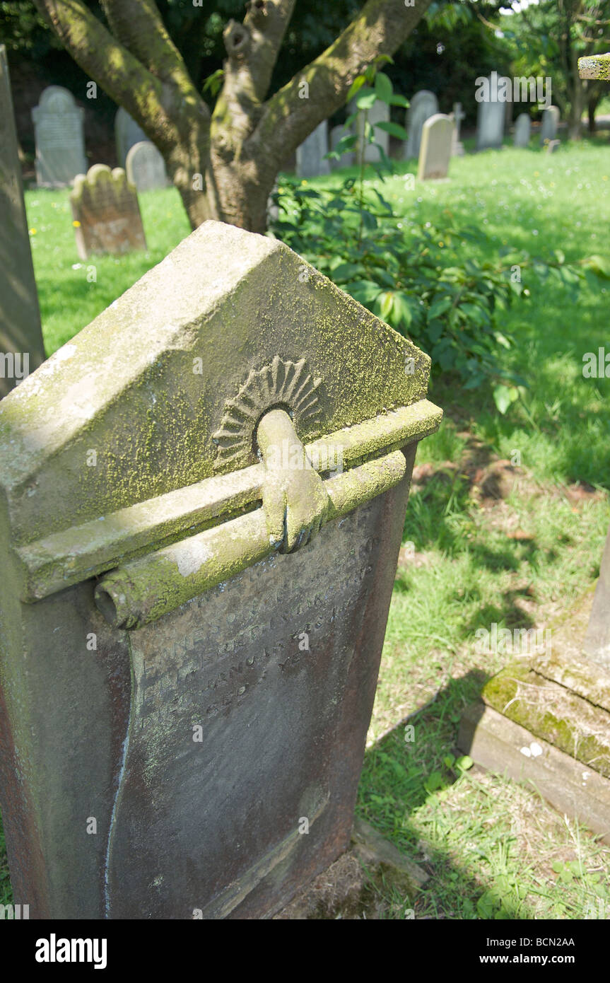 Sculptured gravestone in church cemetery, Glasson Dock Stock Photo - Alamy