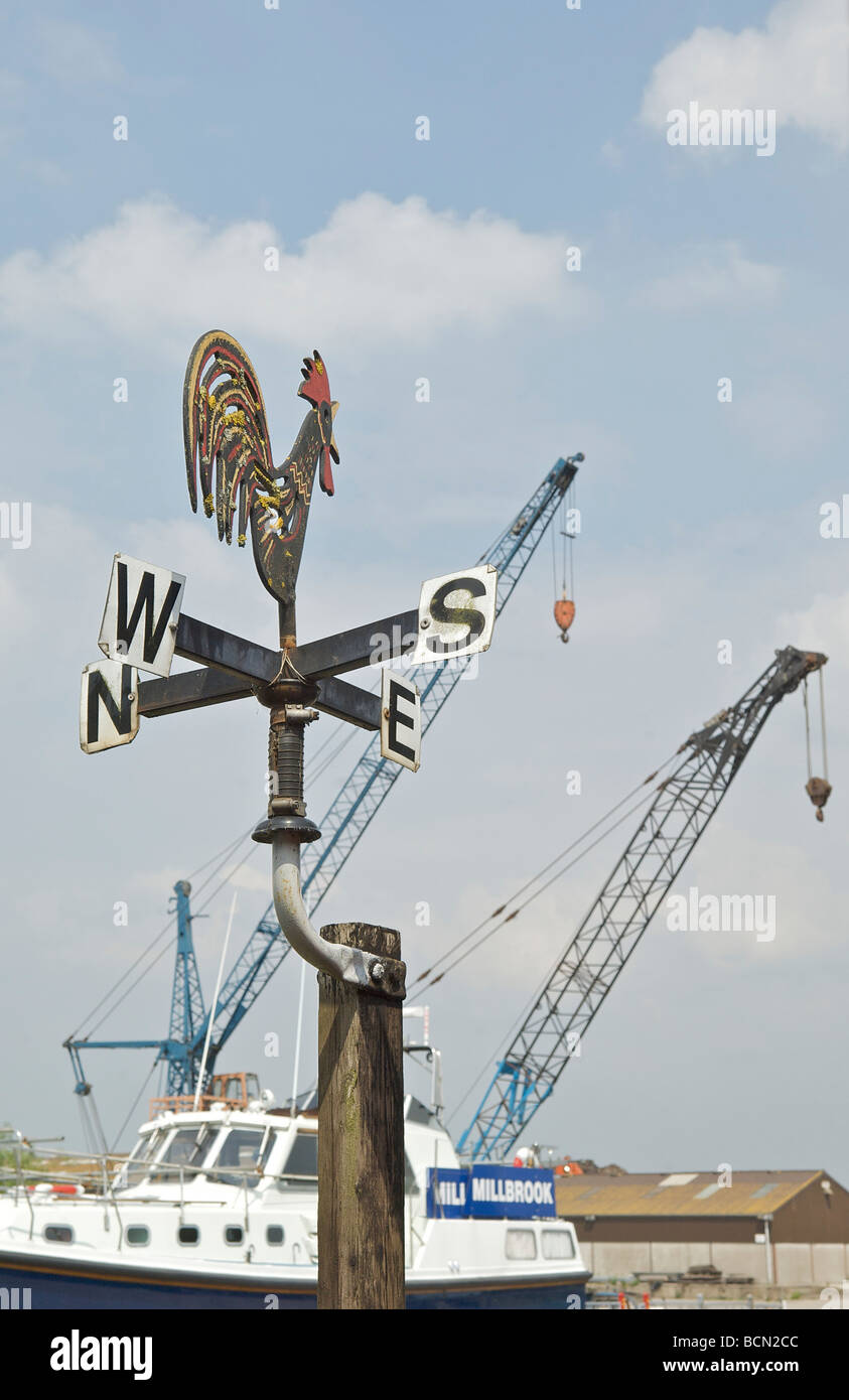 Weather vane and cranes,Glasson Dock, Lancaster Stock Photo - Alamy