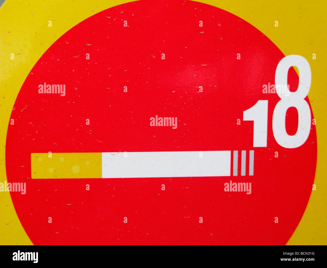 No Smoking under 18 years old Sticker Stock Photo - Alamy