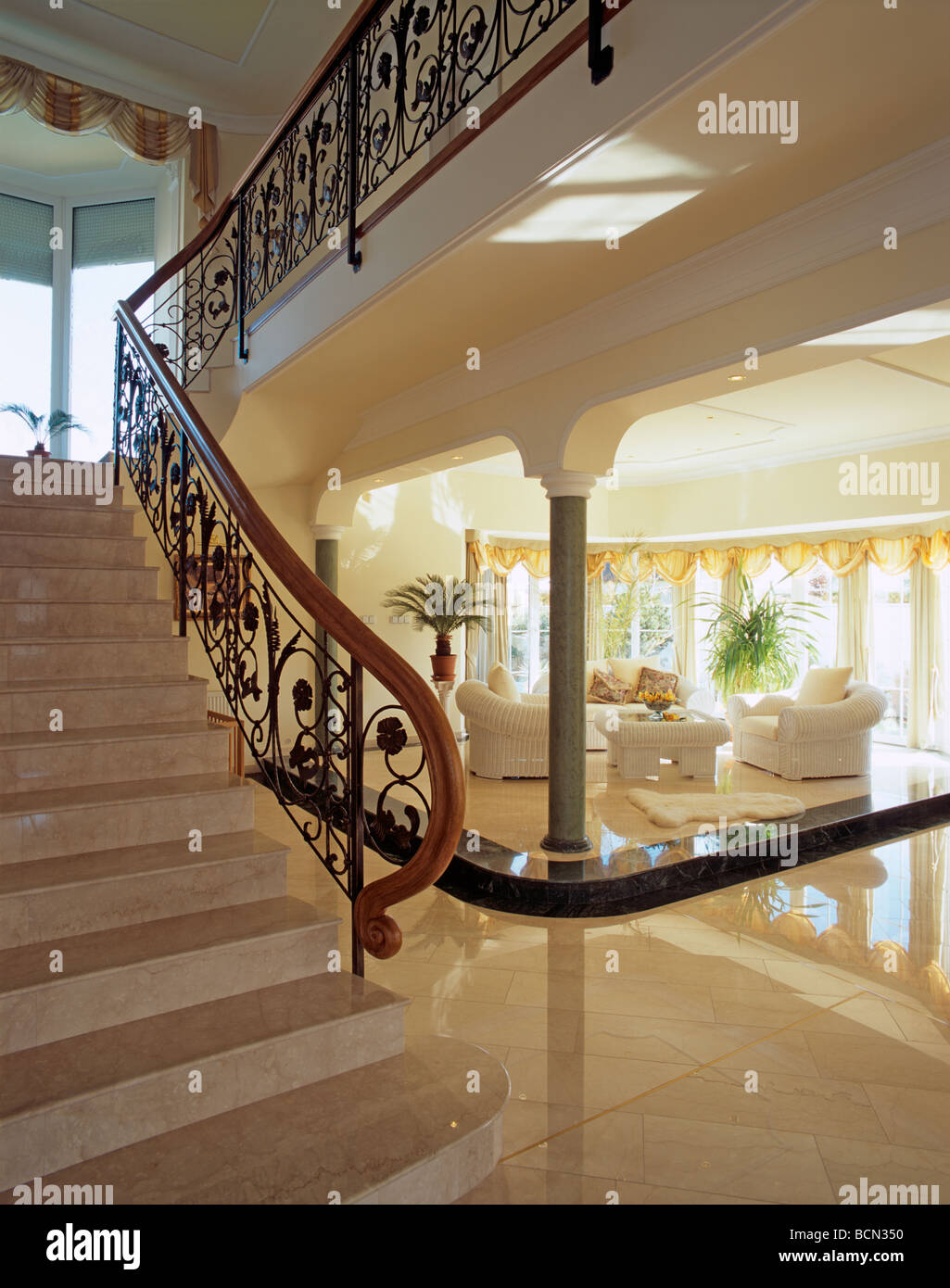 Staircase with banister Stock Photo - Alamy