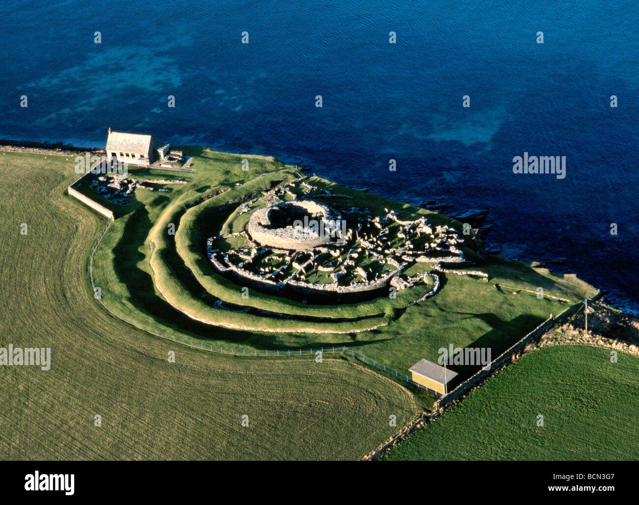 Broch of Gurness Iron Age village. Central tower radial adjoining ...