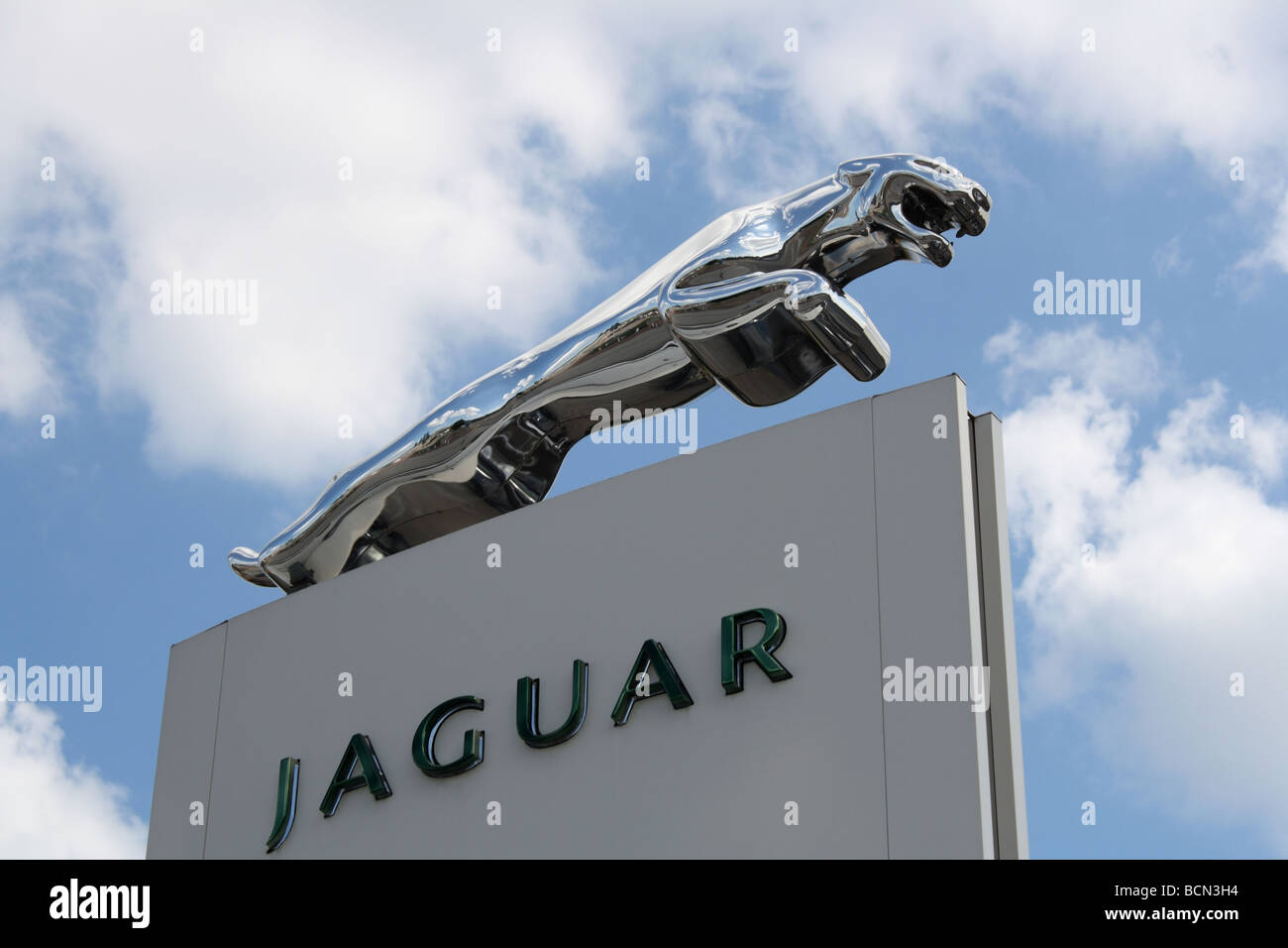 Jaguar sign. Tata owner the company. Birmingham 2009 Stock Photo - Alamy