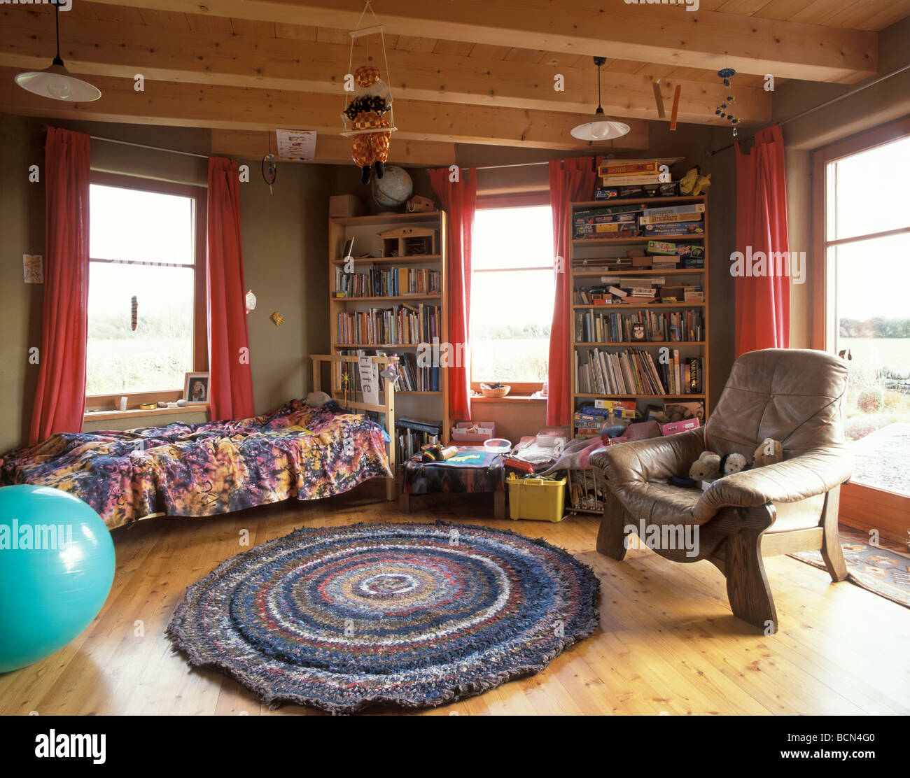 Room in ecological wooden house, Ireland Stock Photo - Alamy