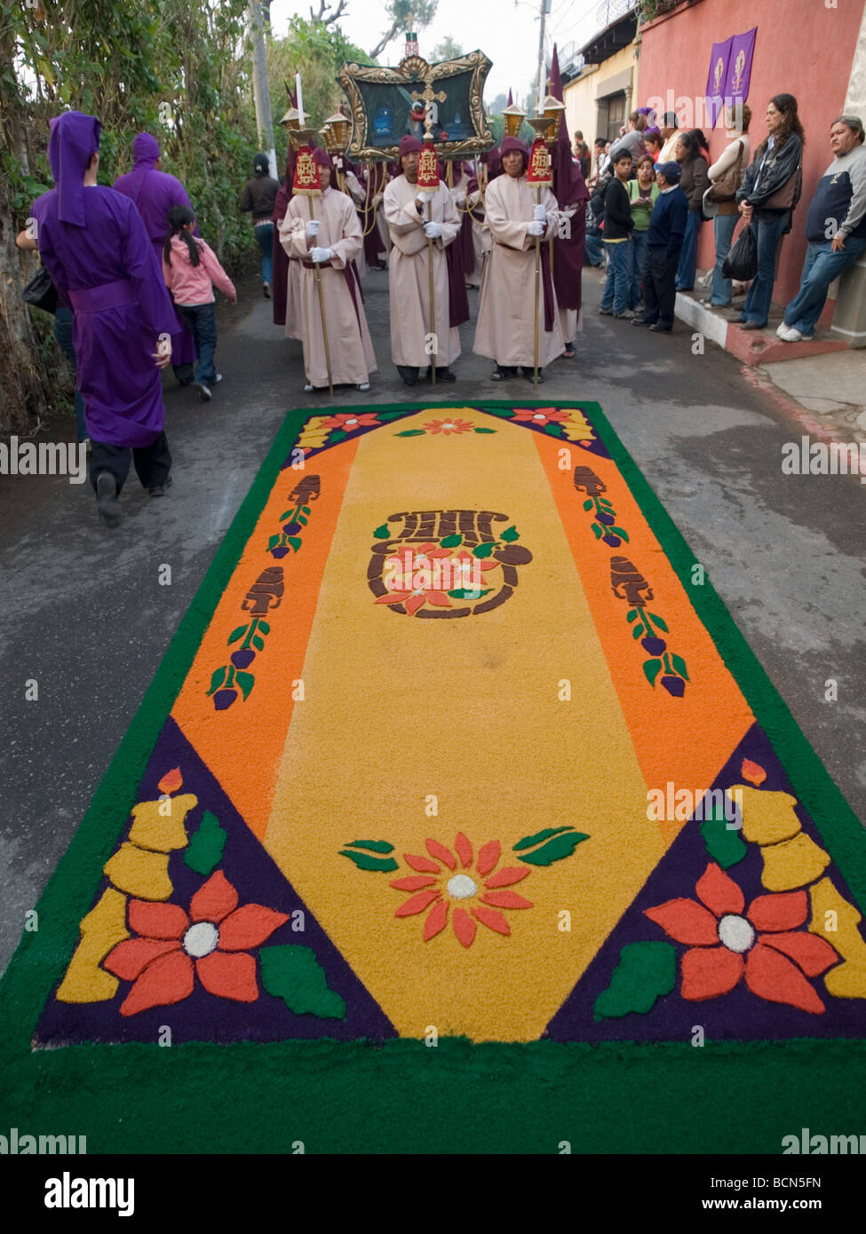Alfombras carpets made for ritual part of Easter procession Stock Photo ...