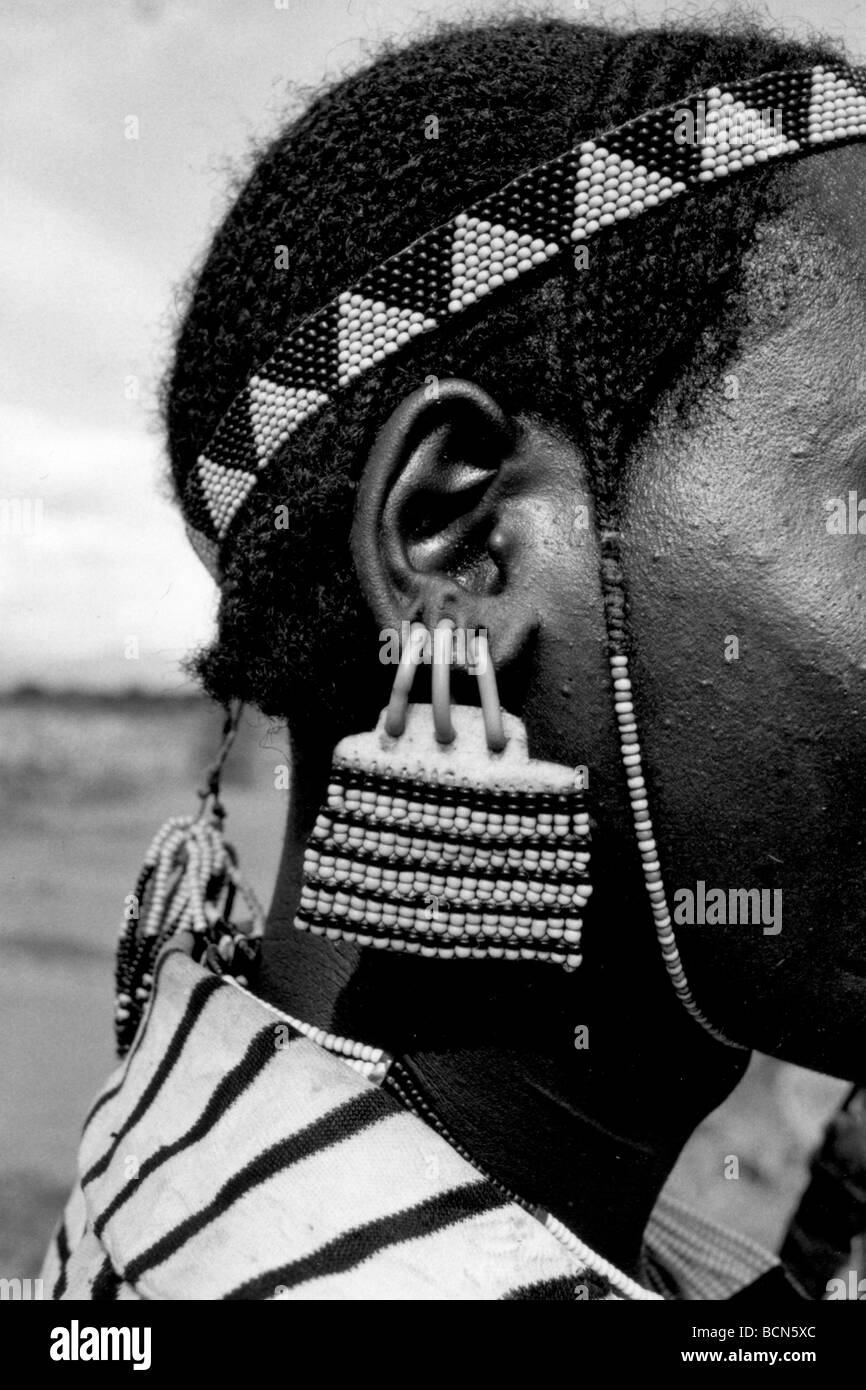 Africa ethiopia omo valley tribe tribal bodi Black and White Stock ...