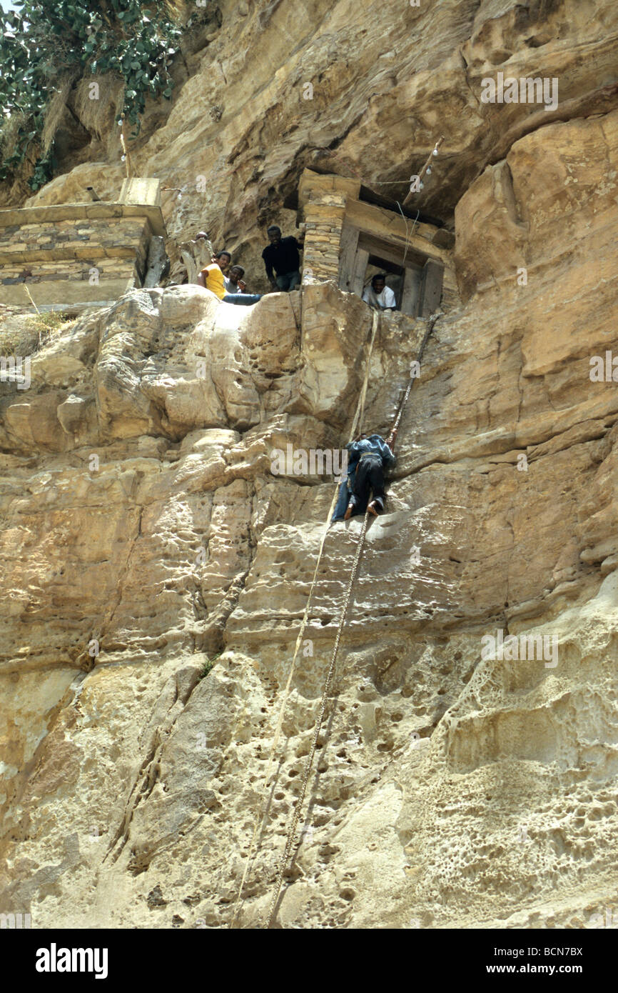ethiopia Climbing to the Debre Damo Monastery Stock Photo - Alamy