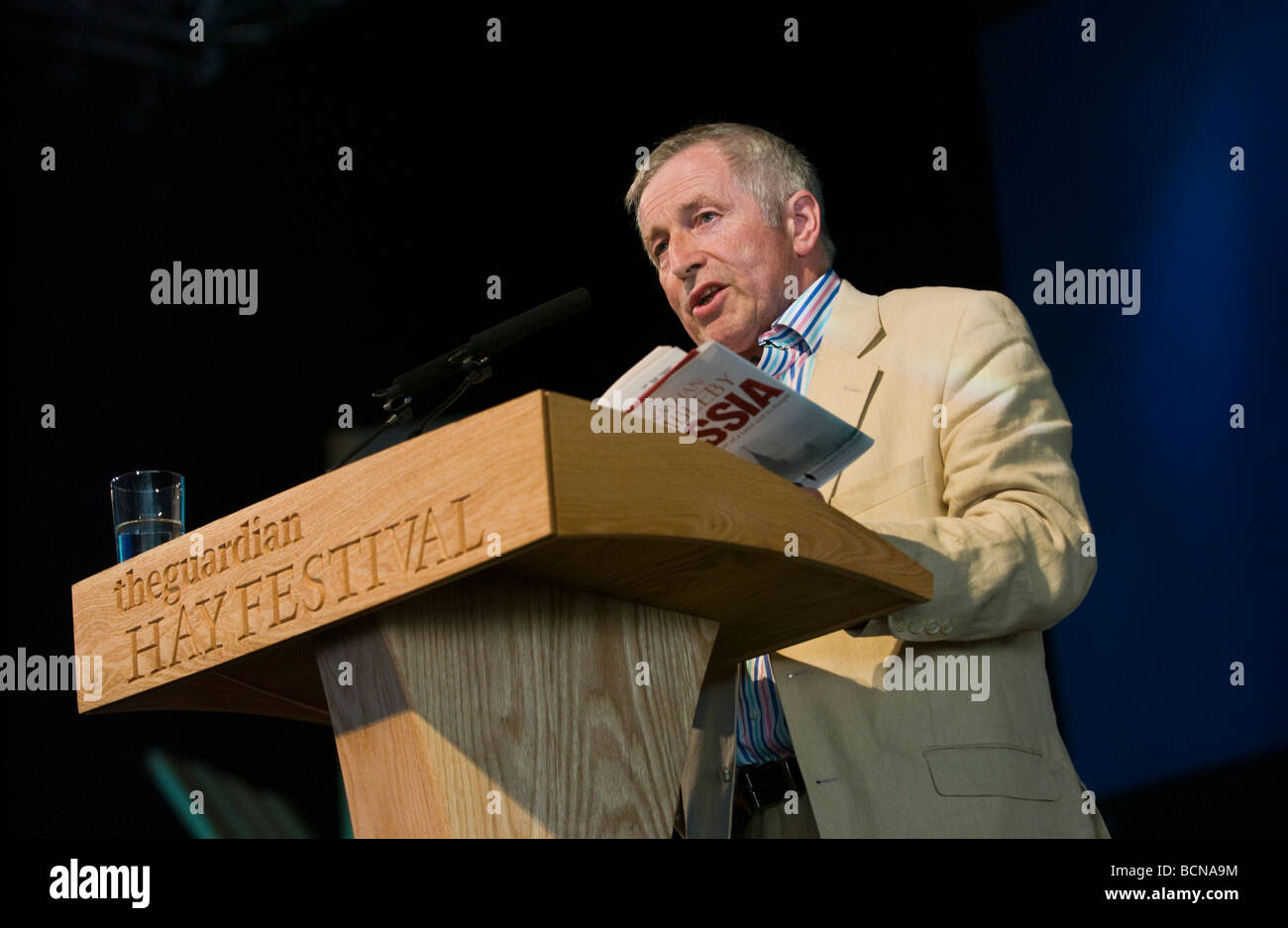 Jonathan Dimbleby broadcaster, tv presenter and author pictured at Hay ...