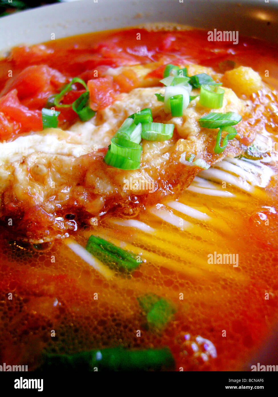 Traditonal snack Noodle Soup With Pan Fried Egg, Chengdu, Szechwan ...