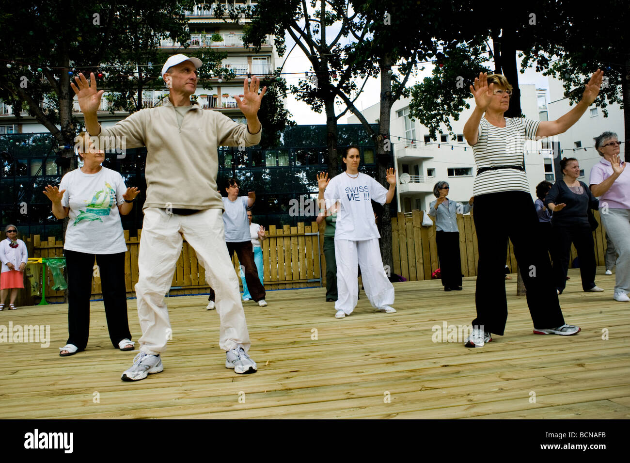 Tai chi group caucasian front hi-res stock photography and images - Alamy