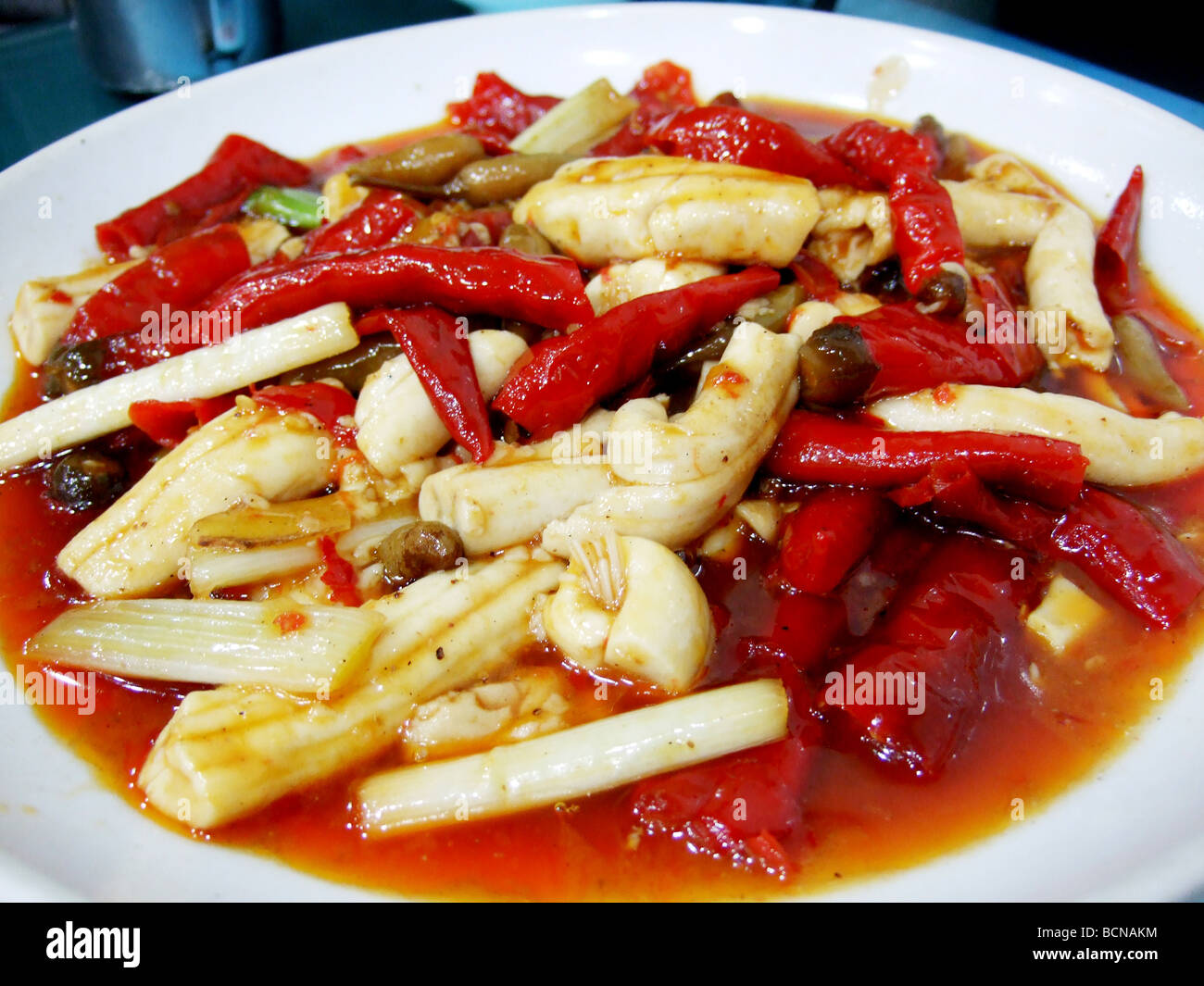 Muslim style stir fried beef bone marrow with hot chili pepper, Chengdu ...