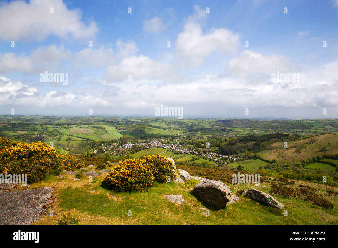 Chagford from Meldon Hill Devon England Stock Photo - Alamy