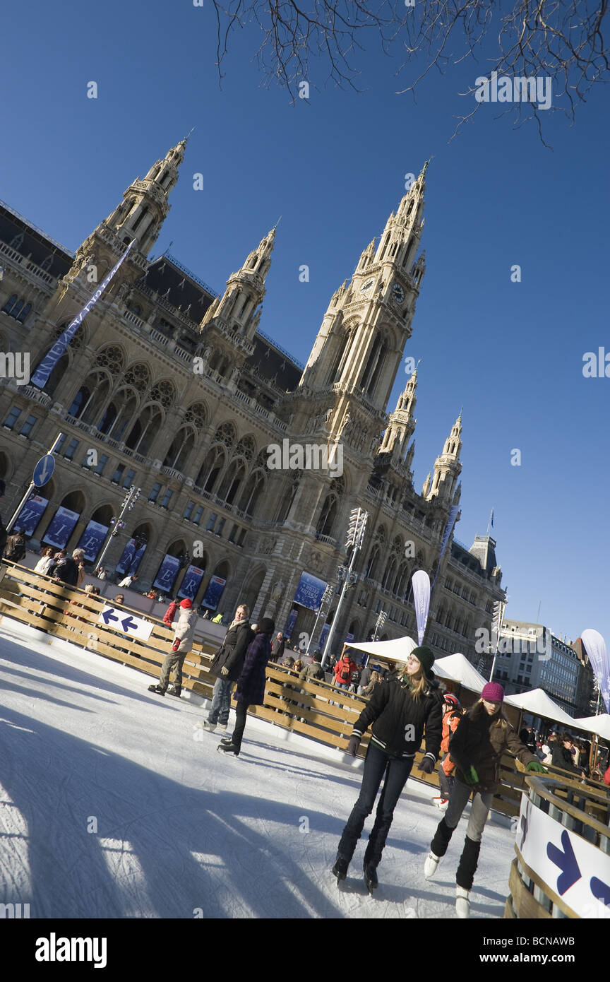Wien Rathaus Eistraum Vienna Town Hall Eistraum Ice Rink Stock Photo ...