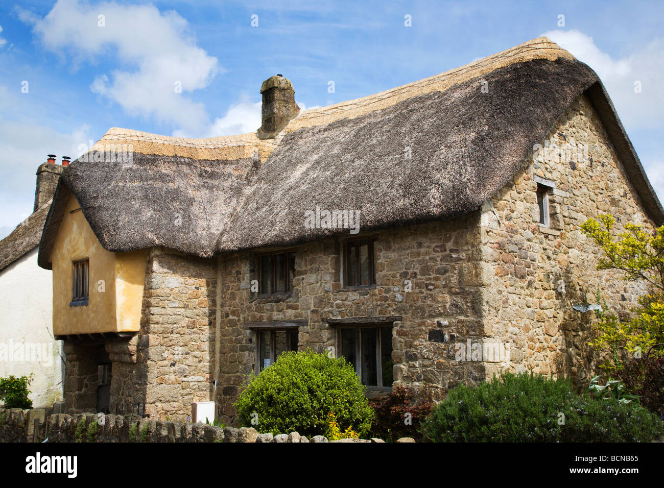 Thatched Cottage Chagford Devon England Stock Photo - Alamy
