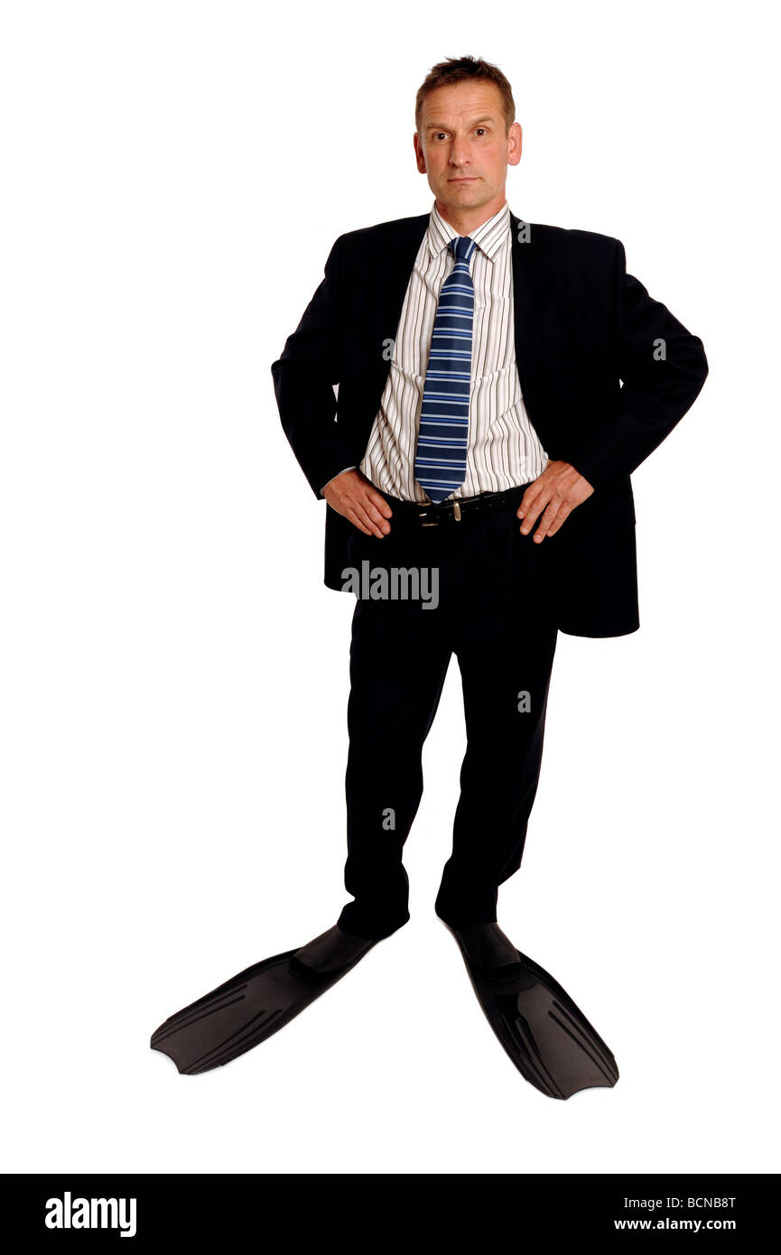 Businessman wearing flippers Stock Photo - Alamy
