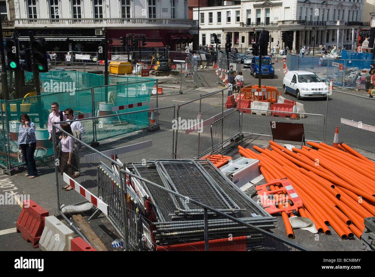 Road works South Kensington London England Stock Photo - Alamy