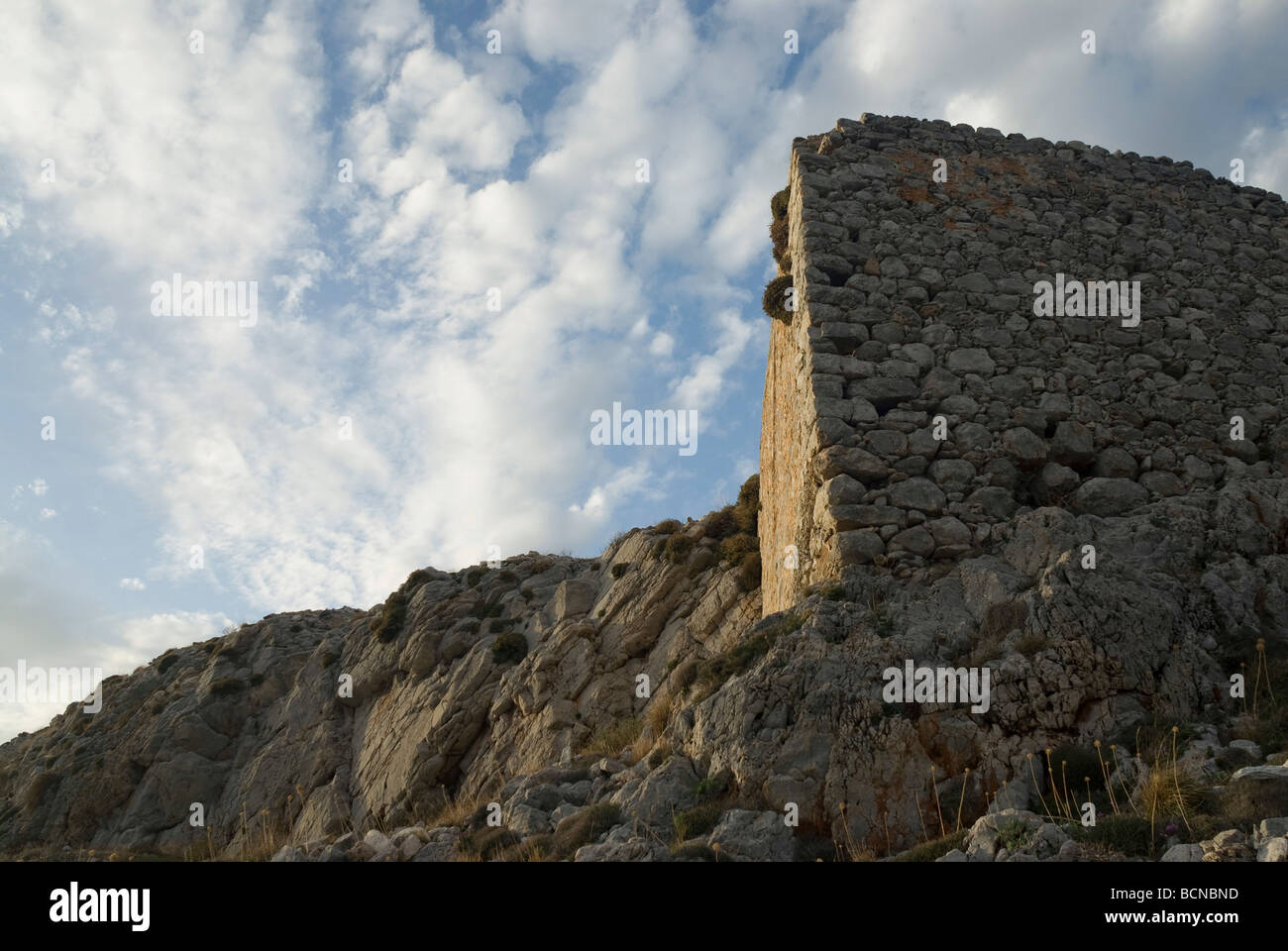 The Tigani Castle in the Deep Mani Southern Peloponnese, Greece Stock ...