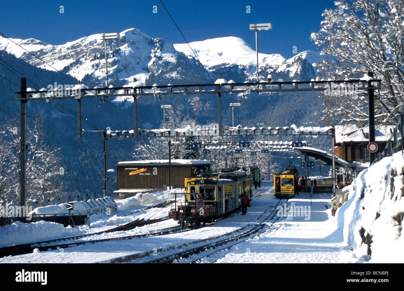 Switzerland Wengen railway station Stock Photo - Alamy