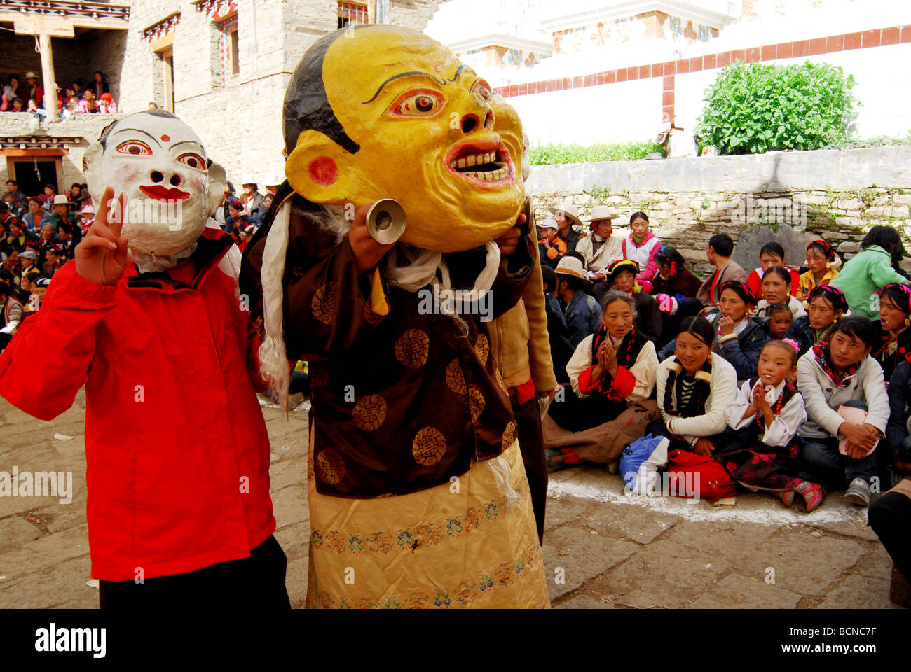 Cham dance performers in masks, Cham Ceremony, Riku Gonpa, Kangding ...