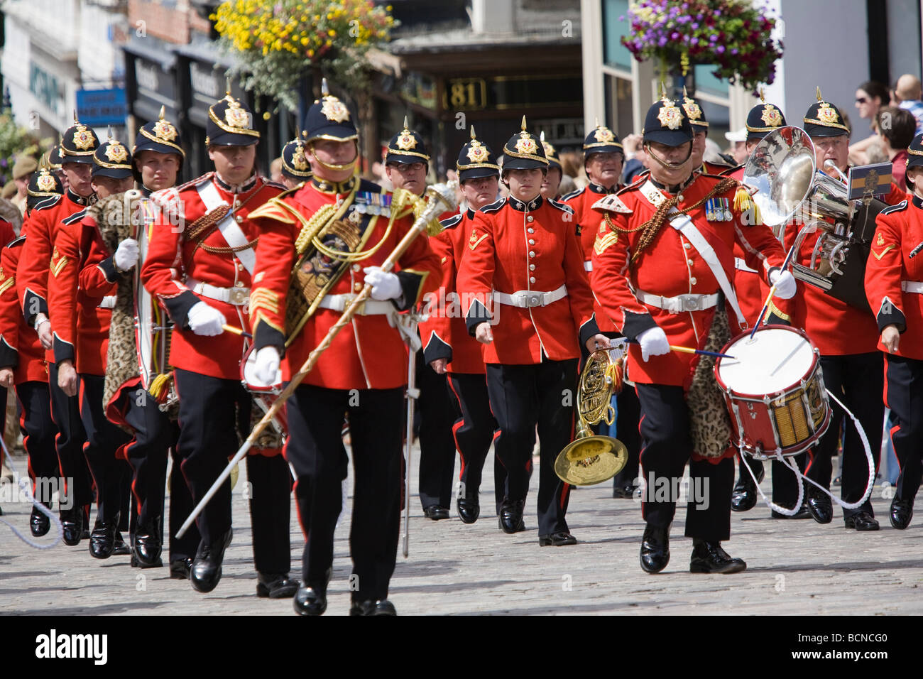 The Kohema Band (Princess of Wales's Regiment) parade through Guildford ...
