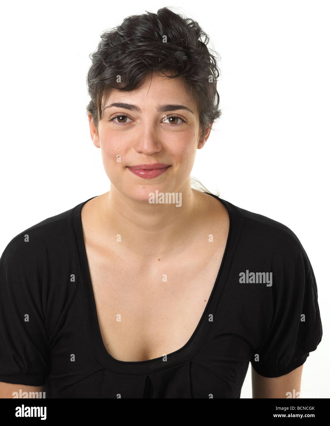 A young greek woman isolated on white background Stock Photo - Alamy