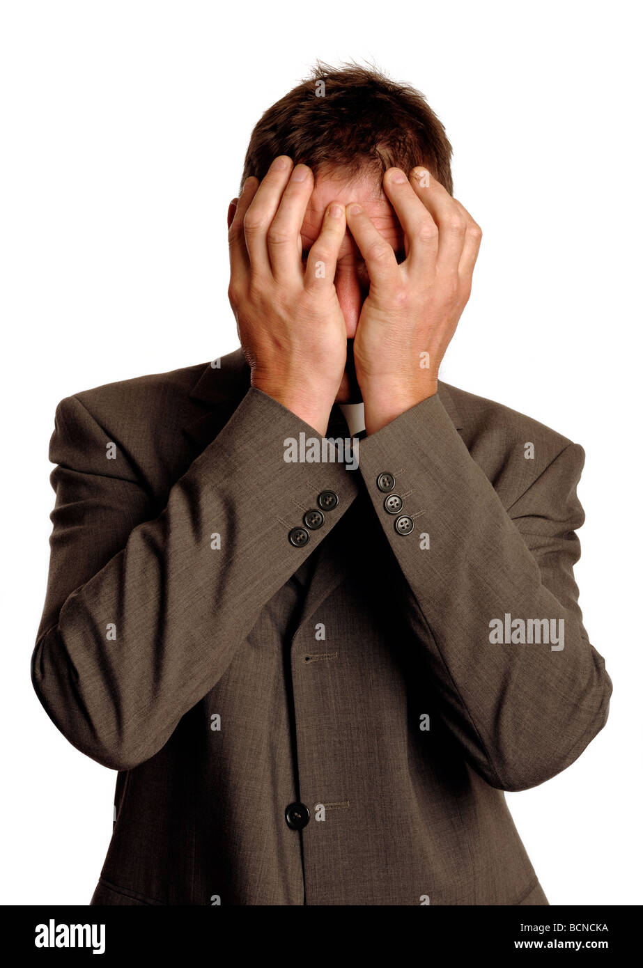 Hands over face Stock Photo - Alamy