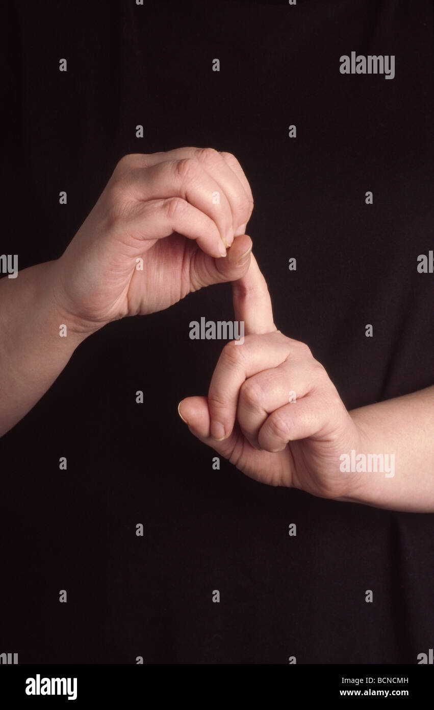 Sign Language- Letter Q Stock Photo - Alamy