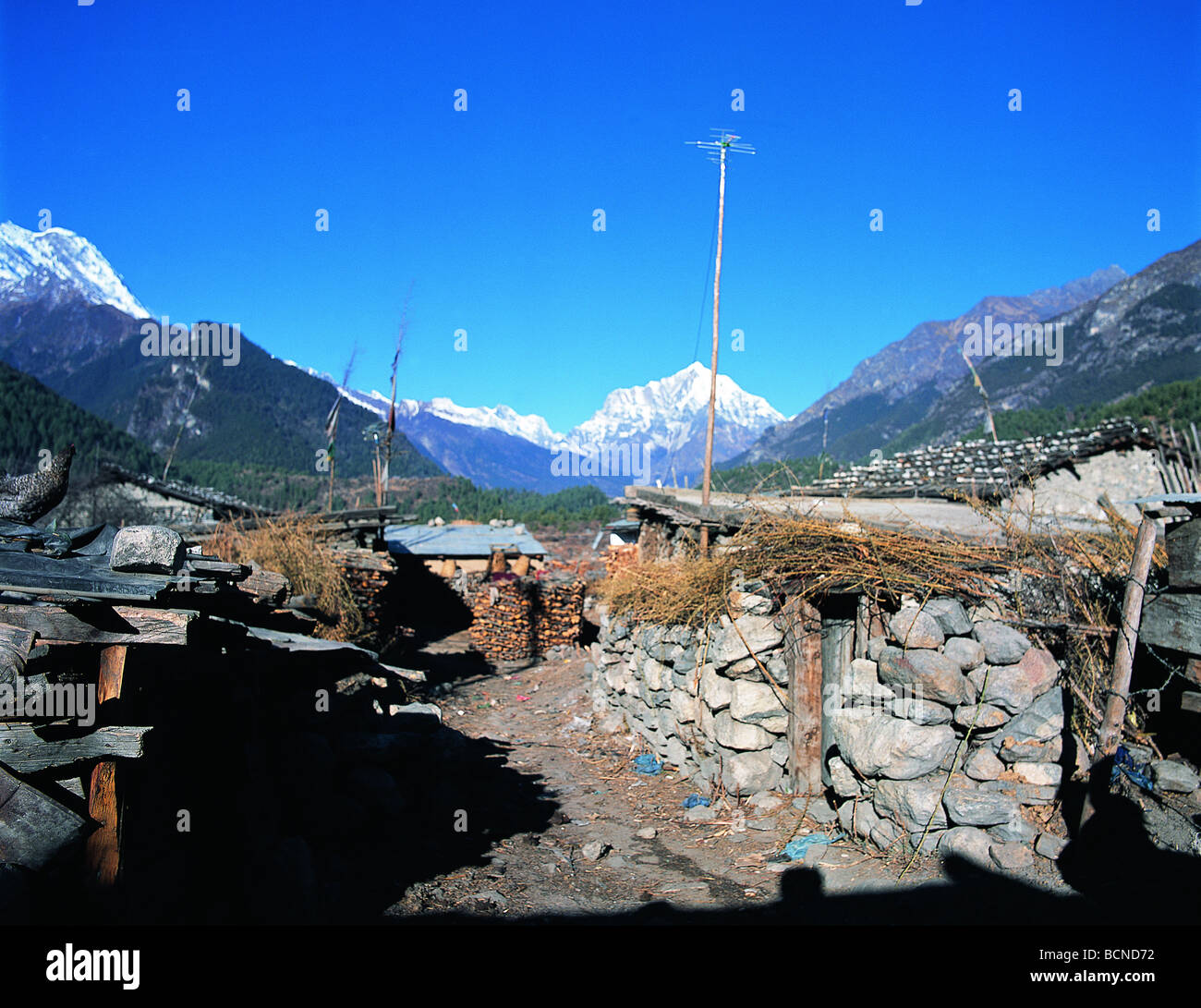 Tamang village of stone houses, Gyirong County, Shigatse Prefecture ...