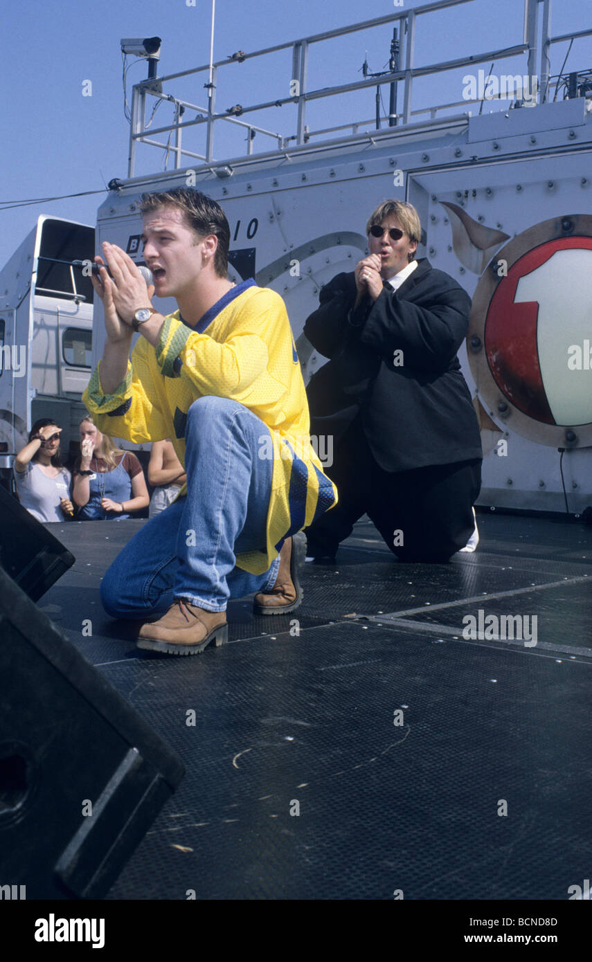 BBC Radio 1 One Roadshow. St.Ives. Cornwall. Simon Mayo in fat suit ...