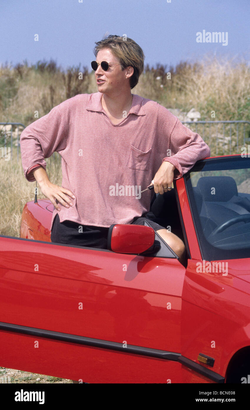 BBC Radio 1 One Roadshow. St.Ives. Cornwall. Simon Mayo posing with his ...