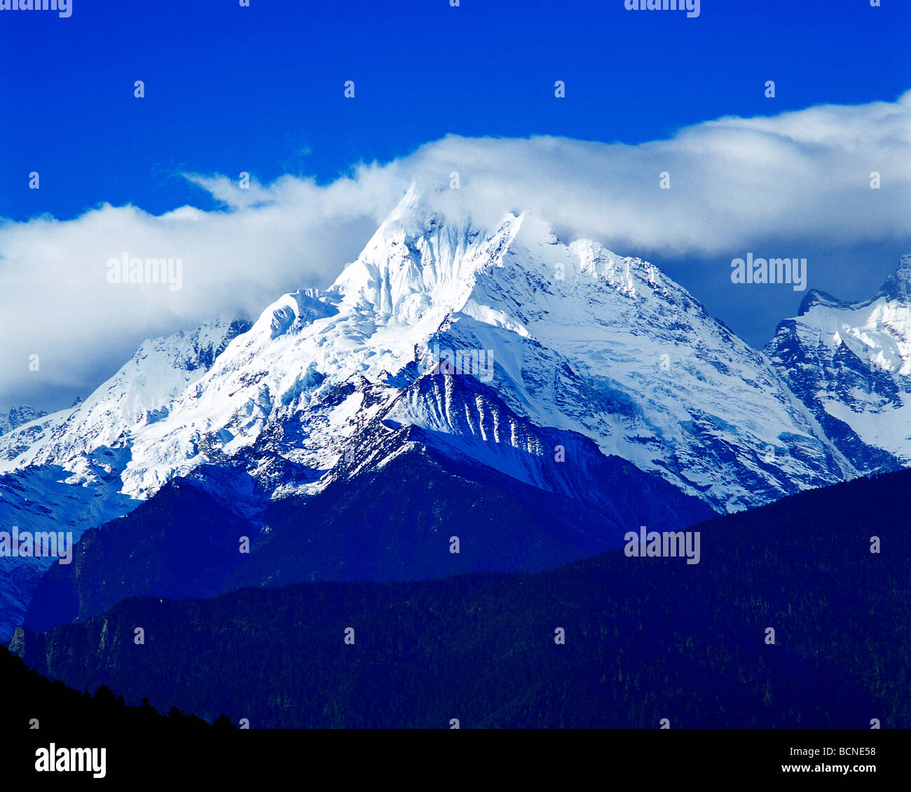 Majestic view of Miancimu Peak, Meili Snow Mountain, Shangri-la, DiQing ...